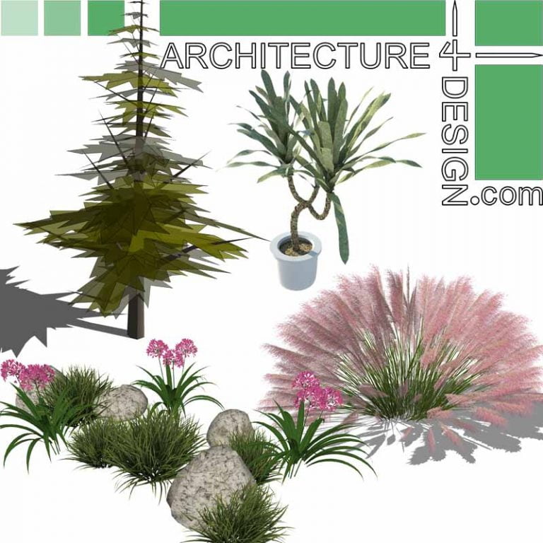 Trees, Shrubs and Flowering plants, Sketchup 3D models for landscape ...